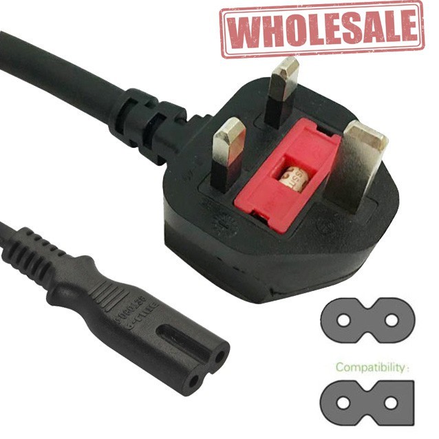 UK Plug 2Pin Power Cord Cable 2 Prong Laptop AC Adapter Lead 2 Pin ...