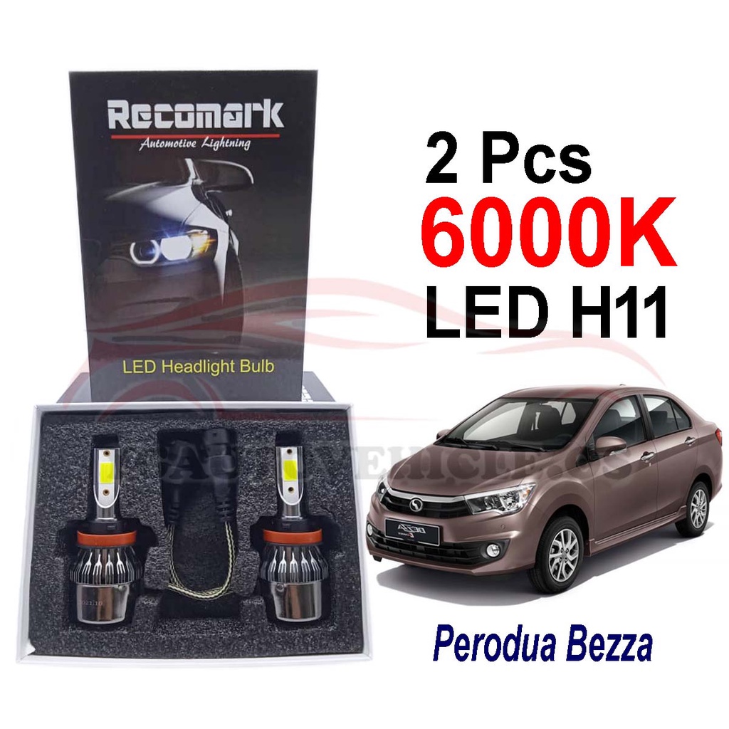 Perodua Bezza H11 HB3 Car LED Headlamp LED Headlight Bulb 2Pcs 4300K ...