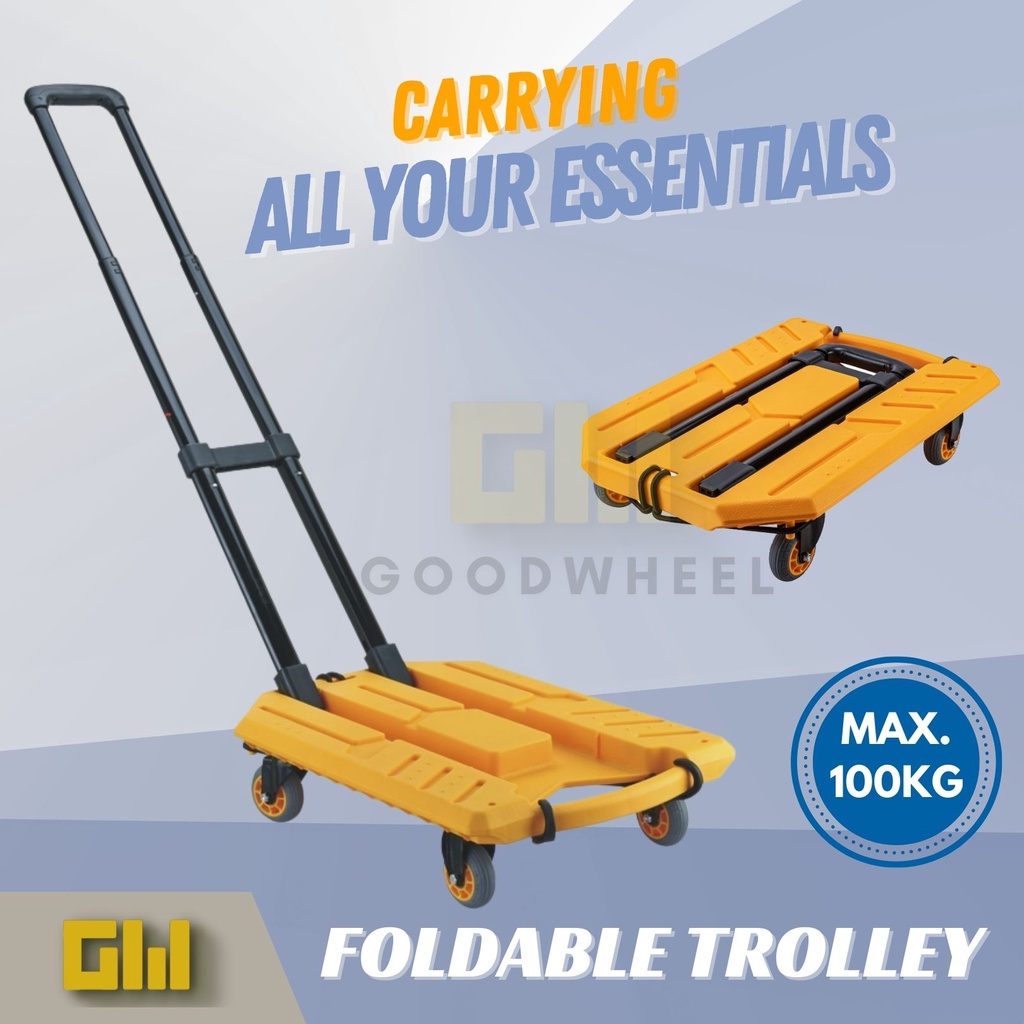 GOODWHEEL 100kg Compact Flatbed Platform Portable Foldable 4 Wheels ...