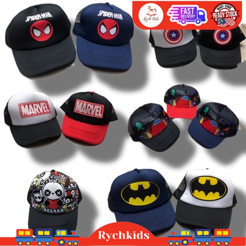 Kid Cap Topi Jaring Budak Superhero Marvel Baseball Cap Spiderman Panda ...