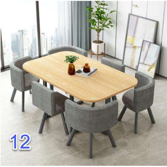 Modern 6 Seater Dining Table Set 6 Chairs Conference Training Table ...
