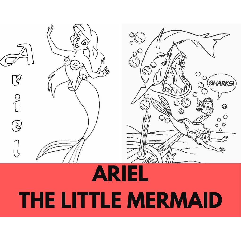 [PDF] 50 pages of Ariel The Little Mermaid printable PDF Colouring ...
