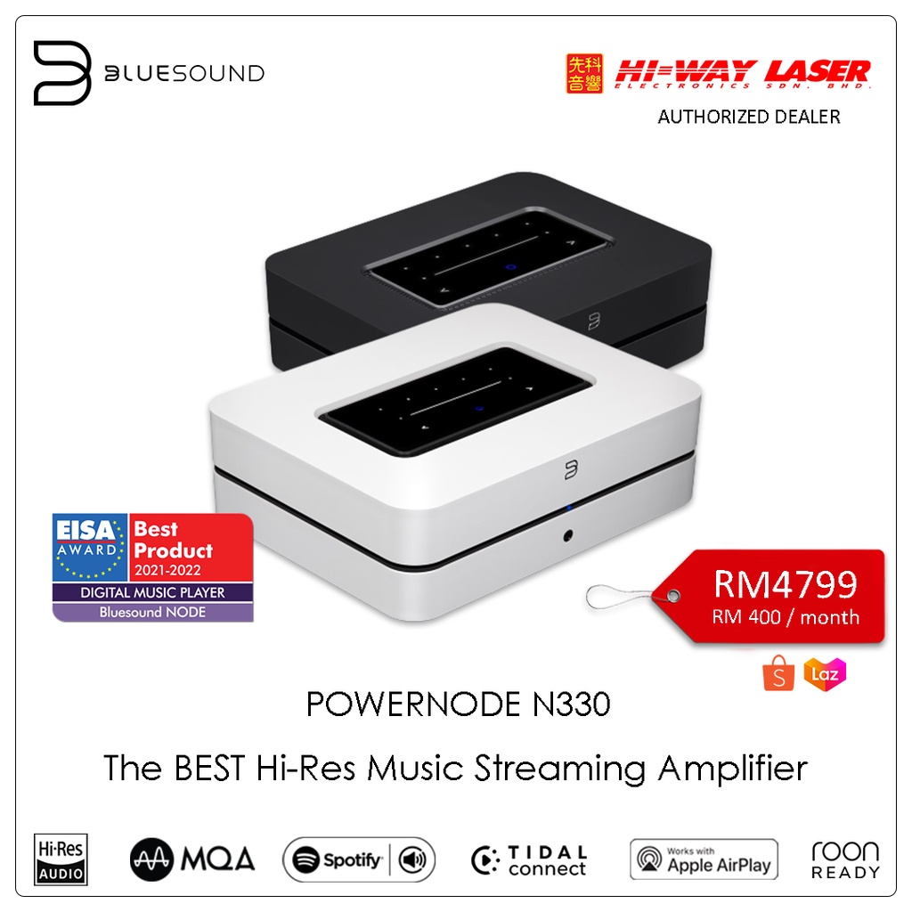 Bluesound POWERNODE ( N330 ) 2.1-Channel 160W Network Amplifier ...