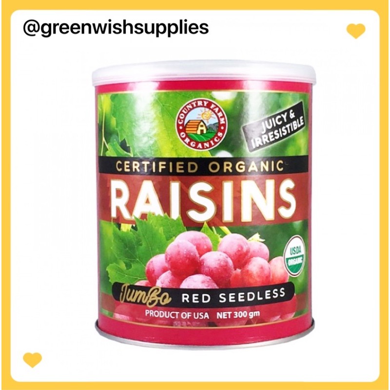 COUNTRY FARM ORGANICS - Certified Organic Red Seedless Raisins Jumbo ...
