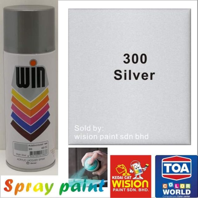 TOA win 300 SILVER (400ml) WIN ALL-PURPOSE ACRYLIC AEROSOL SPRAY paint ...