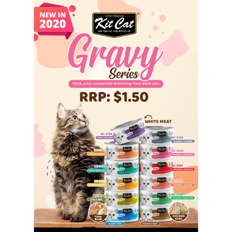 Kit Cat Gravy Series Cat Canned Food 70g {Bundle of 12/24 cans ...