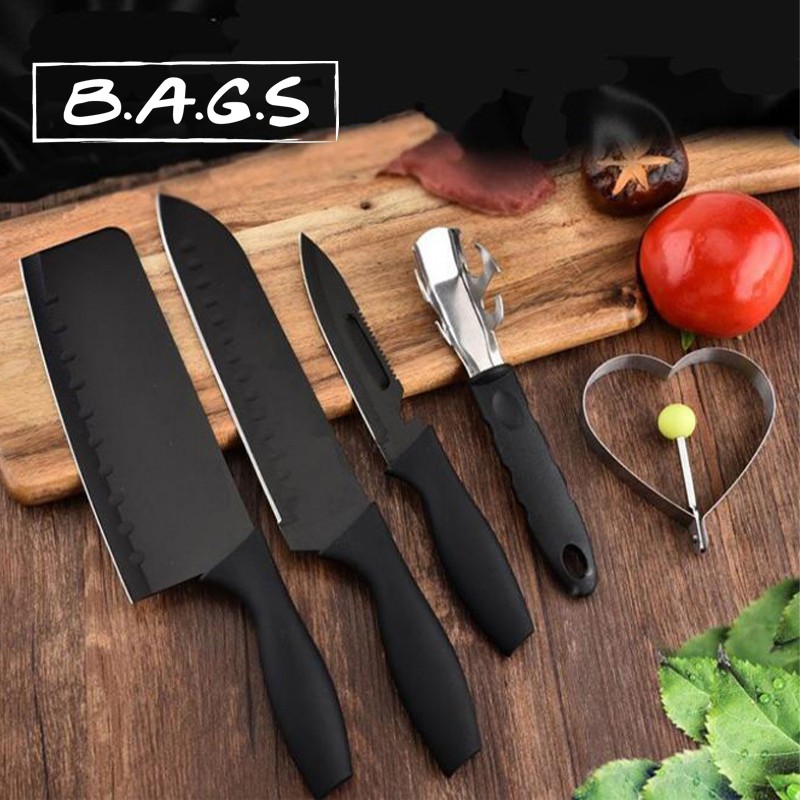 TheBags A Set Of 5 Stainless Steel Kitchen Knife Black Steel Knife ...
