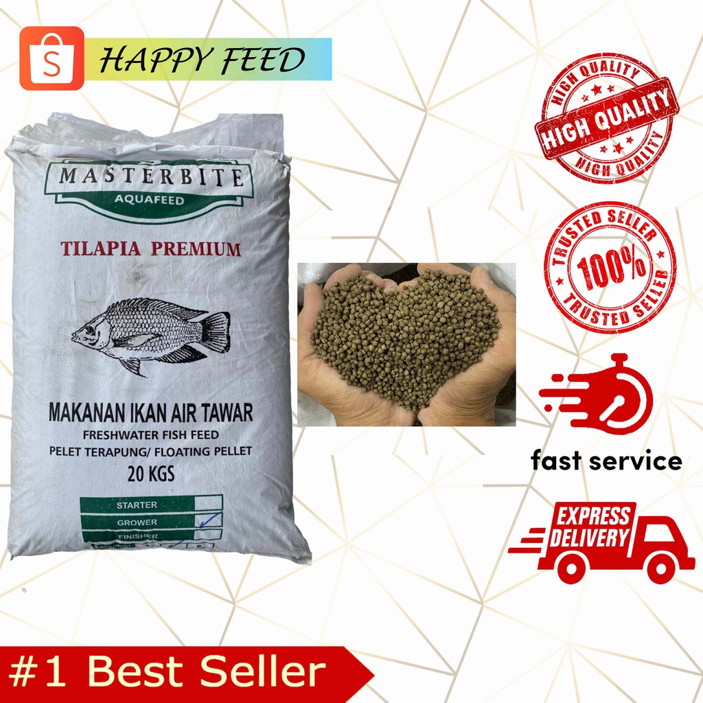 MASTERBITE GROWER 4MM TALAPIA (20 KG) - FISH FEED/DEDAK IKAN/MAKANAN ...