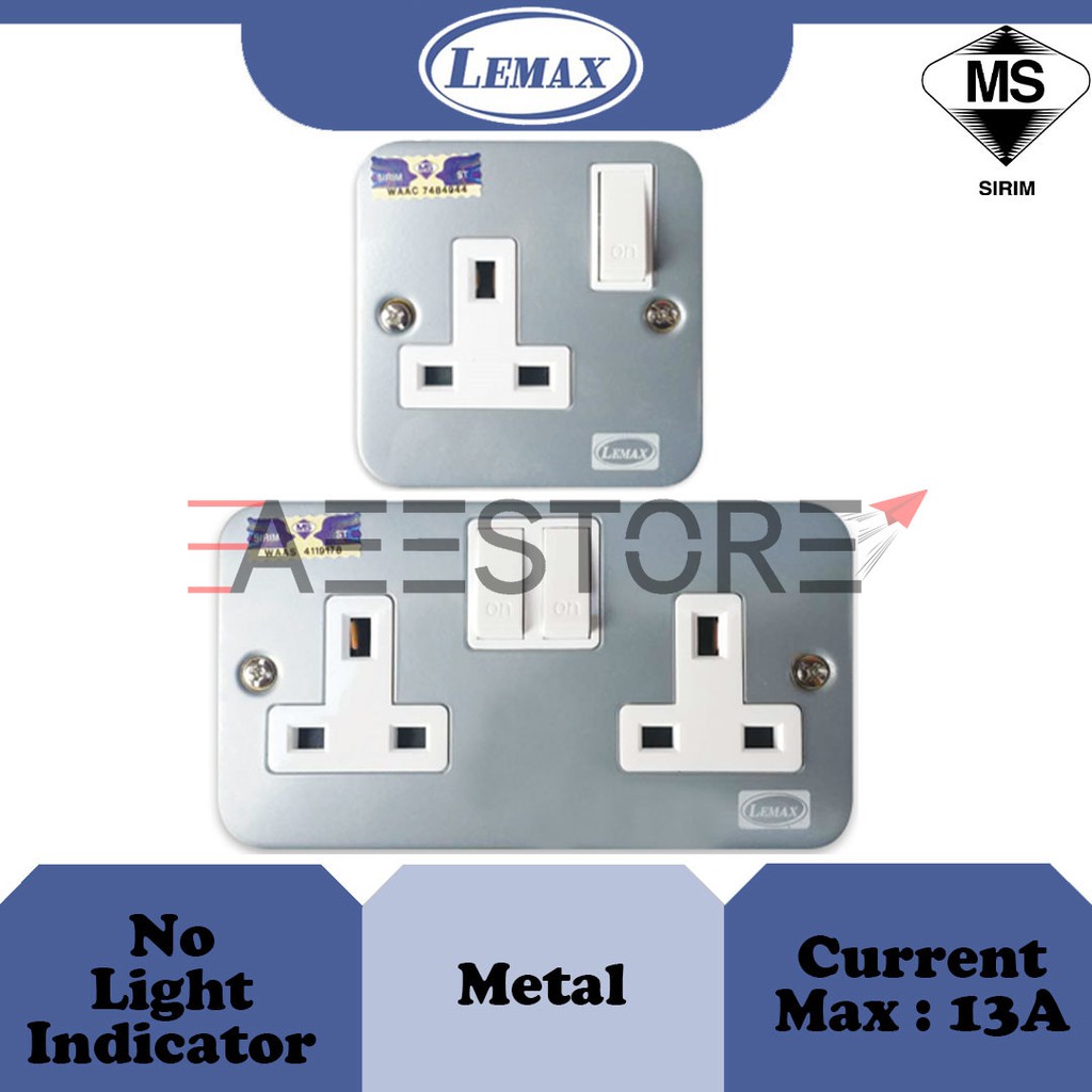 ( SIRIM ) LMX / LEMAX 13A Metal Clad Switch Socket ( 1 Socket / 2 ...