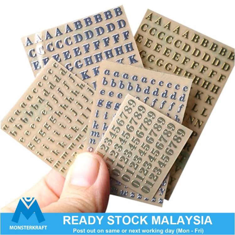 Alphabet Letters Numbers Epoxy Resin Decorative Stickers Nail Art ...