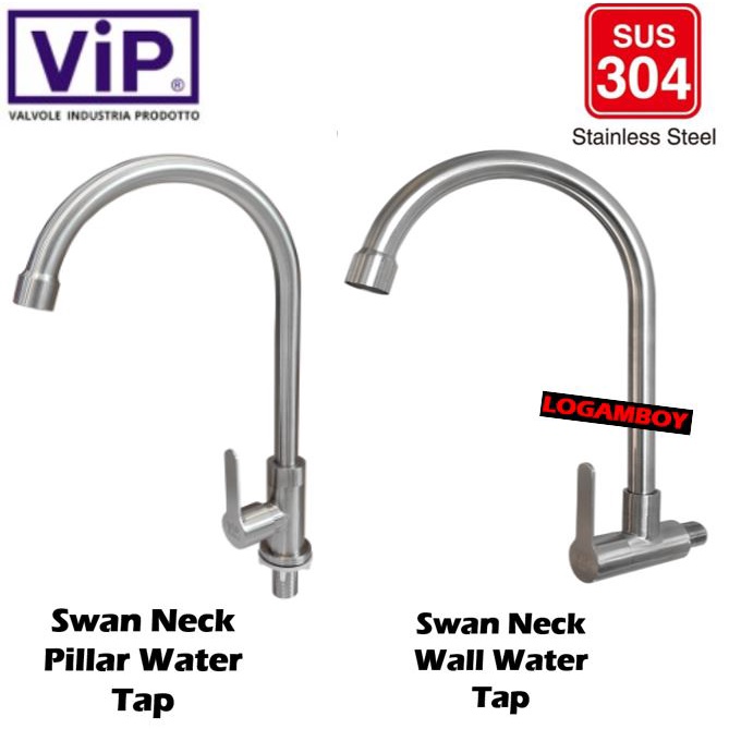 SWAN NECK WATER TAP SINK KITCHEN FAUCET TAP STAINLESS STEEL SS304 DAPUR ...