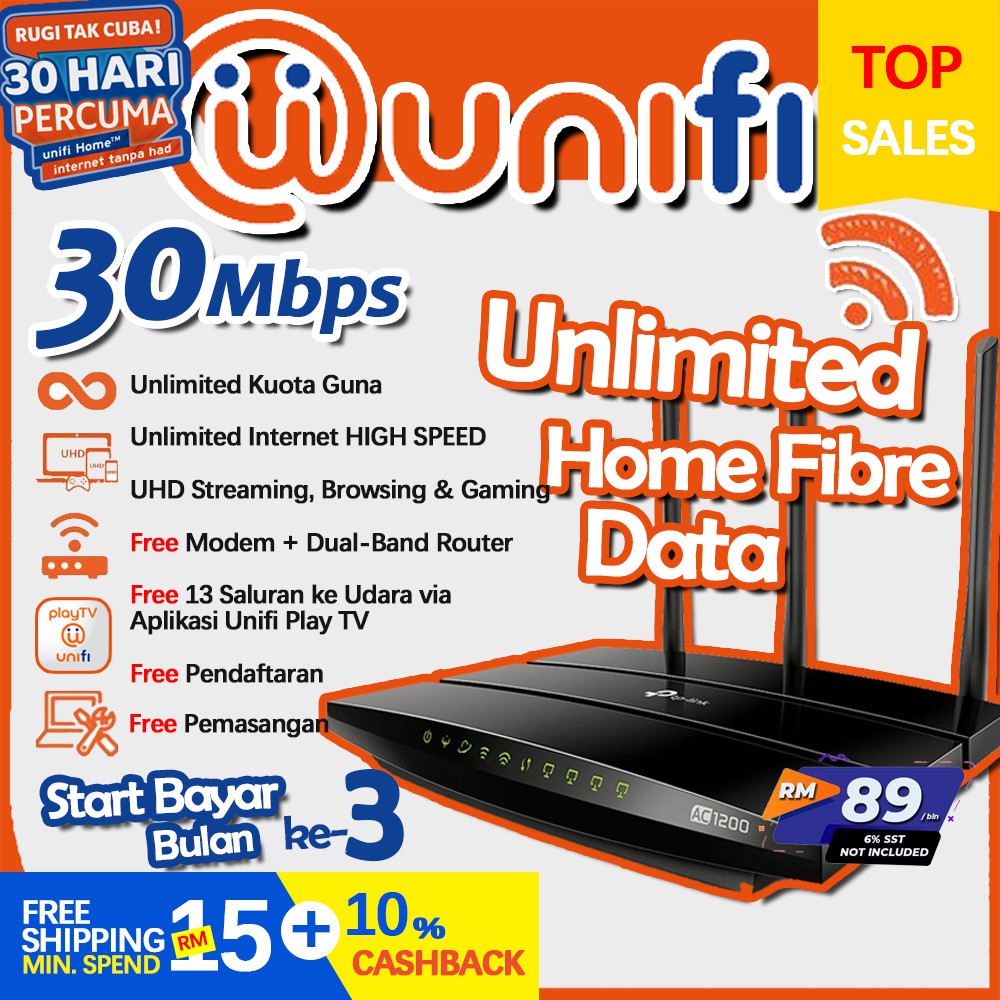 【30Mbps】 UNIFI Home Fiber 30Mpbs Unlimited Data 30 Hari PERCUMA FREE ...