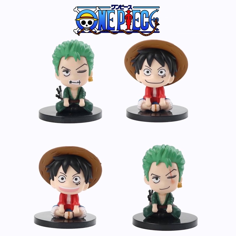One Piece Monkey D. Luffy Roronoa Zoro Sitting Mini Figure Decoration ...