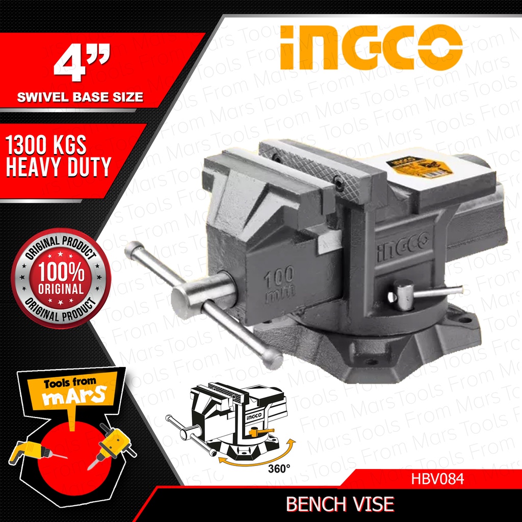 INGCO Heavy Duty Bench Vise 4" with Anvil Clamp Tool Gato HBV084 •TFM ...