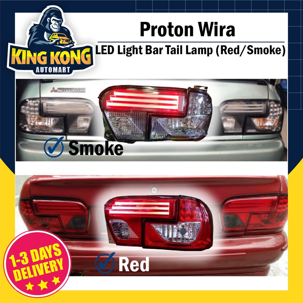 Proton Wira Tail Lamp LED + Light Bar - Light Smoke (kiri & kanan) wira ...