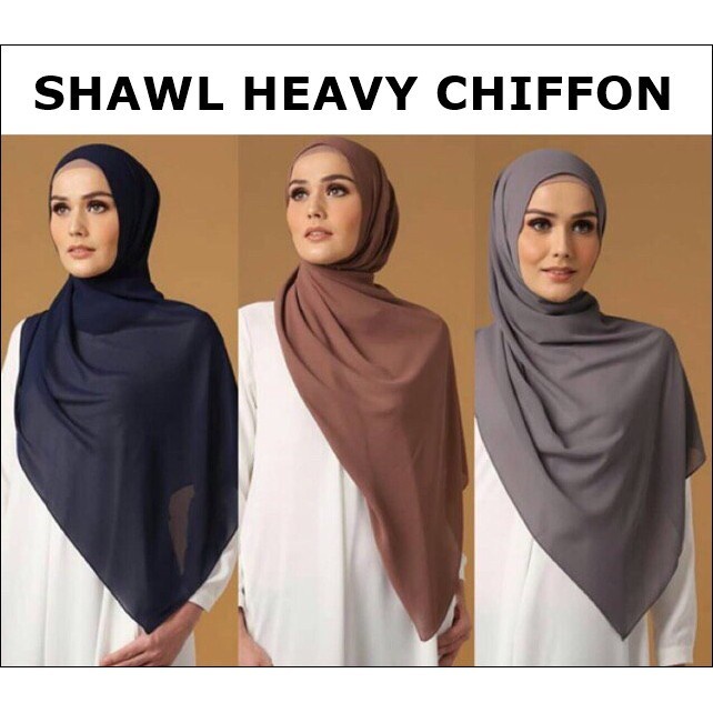 Shawl Heavy Chiffon l Shawl CHIFFON Panjang tudung ( 1.8cm x 68cm ...