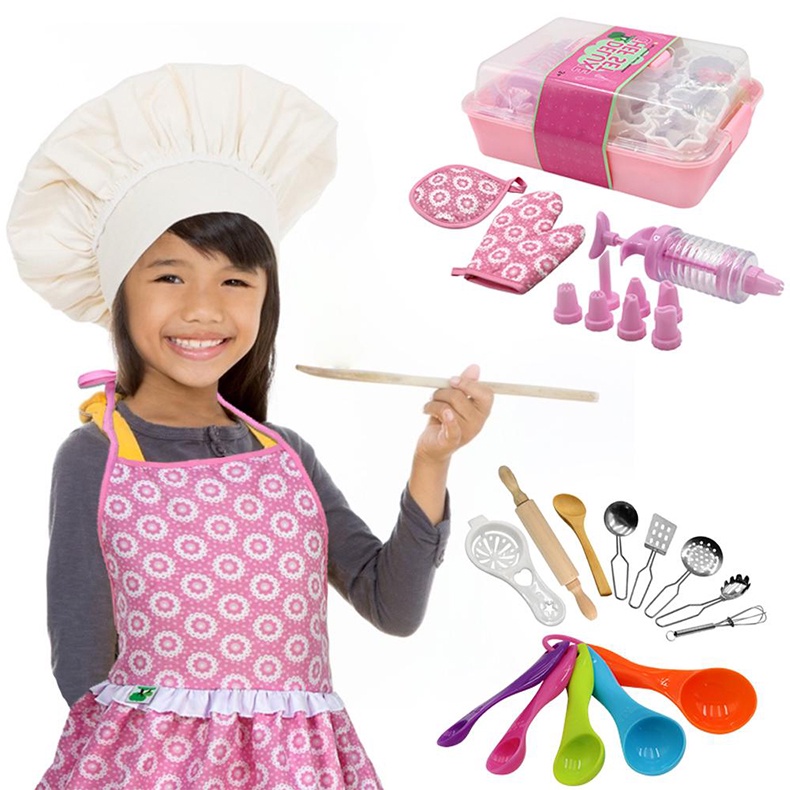 Instant Cooking Baking Set with Apron Chef Hat Oven Mitt for Kids ...