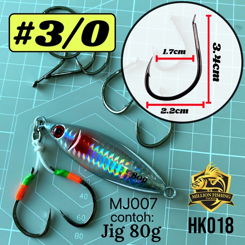 5PCS Black Assist Hook Jigging Hook J-Pike Bottom Fishing Hook ...