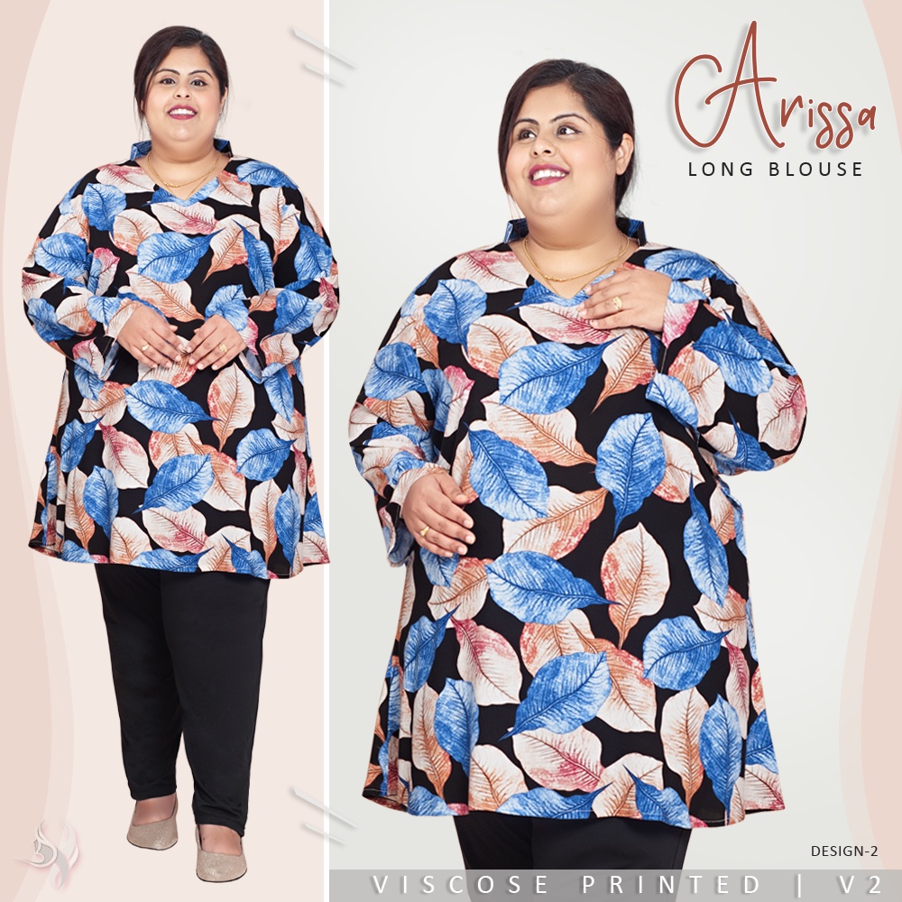 * Plus Size * Arissa Long Blouse Muslimah Classic Leaf Patterns by ...