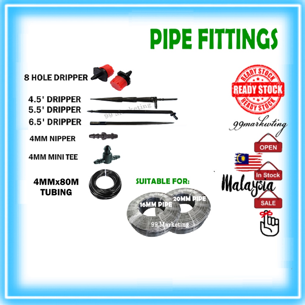 Irrigation System Dripper Nipper Minitee Tubing Pipe Fittings | Shopee ...