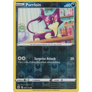 ** Purrloin / 090/172 / Reverse Holo & Common / Sword & Shield Brilliant Stars Pokemon Trading ...