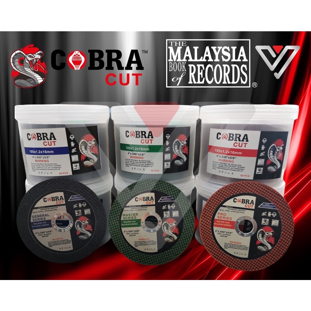 25Pcs & 50Pcs Set COBRA CUT 4INCH GRINDER CUTTING DISC | Shopee Malaysia