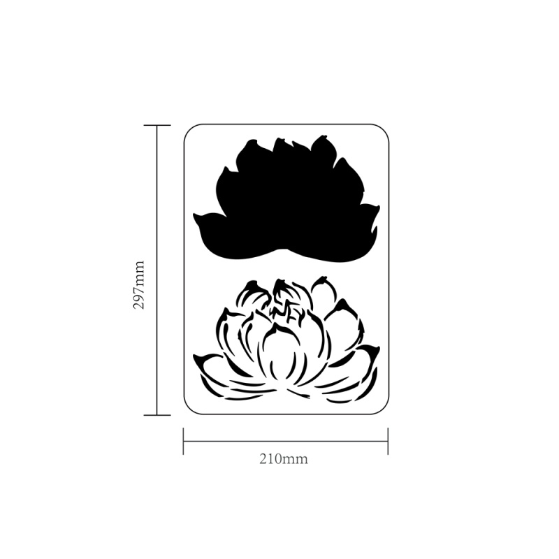 1pc Layered Lotus Stencil 29.7x21cm Plastic Lotus Flower Drawing ...