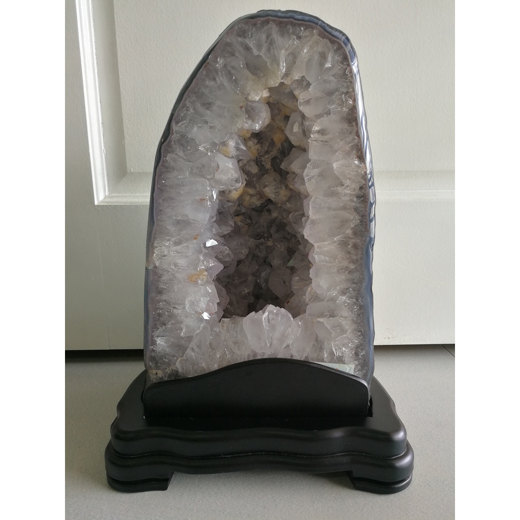 🍀 CC052 - Natural White Crystal Cave (Including base) 天然白晶洞 (包括底座 ...