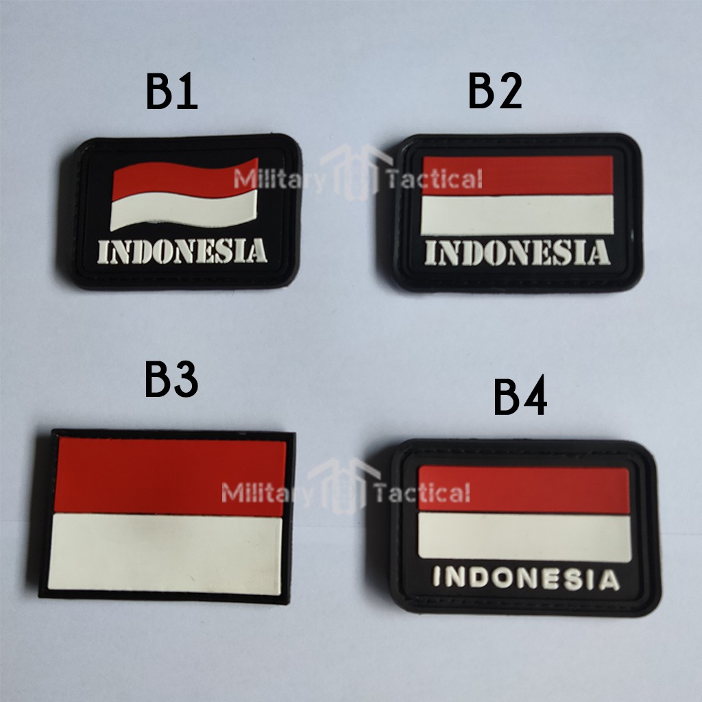 HITAM Indonesian Flag RUBBER PATCH Black Base Box/VELCRO RUBBER EMBLEM PATCH | Shopee Malaysia
