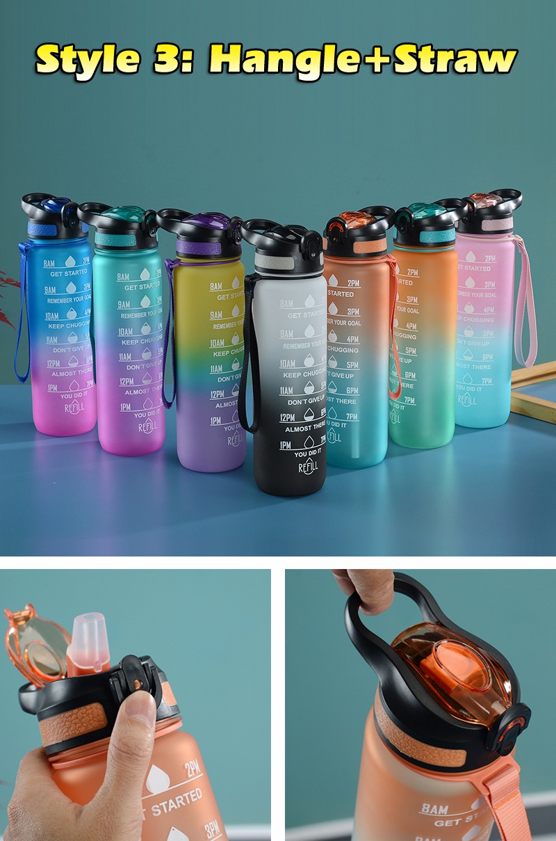 1000ml Ins Water Bottle with Straw Botol Air Viral BPA Free,Cute Children Kids Sports 1L Water ...