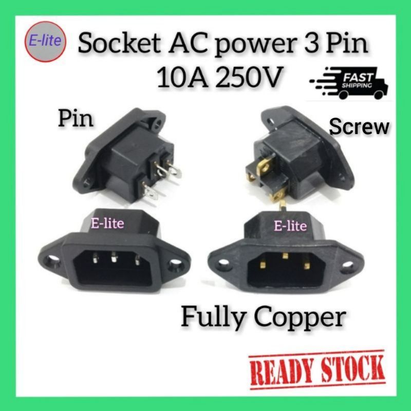 Rice Cooker Ac Power Socket 3pin 10a 250v Spare Parts Power Outlet Ac Power Shopee Malaysia