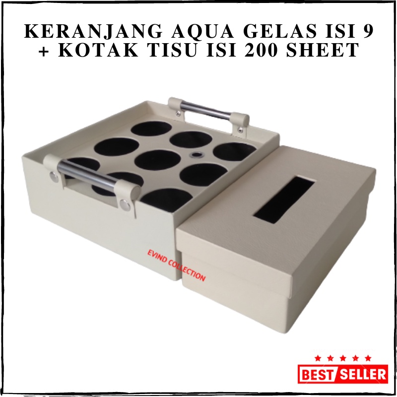 Aqua Glass Basket Contains 9 Cups + Synthetic Leather Tissue Box ...