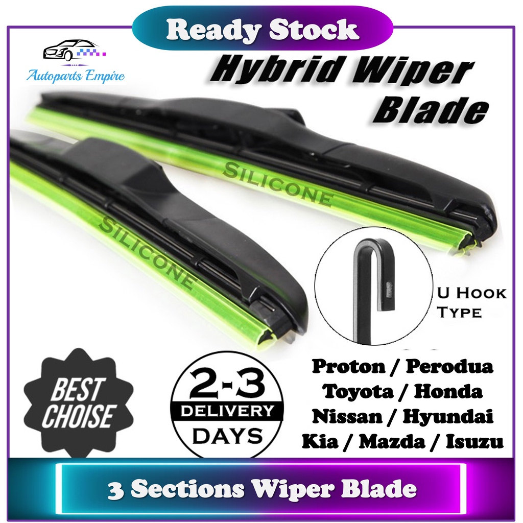 3 Sections Silicone Car Wiper Blade 】 Perodua Proton Honda Toyota Nissan Mitsubishi Hyundai Kia ...