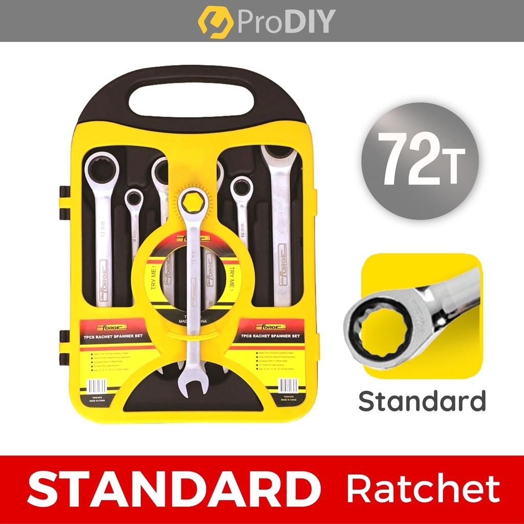 PRODIY 7pcs Mansour 72T Tool Set Spanar Ratchet Set Combination Spanner ...