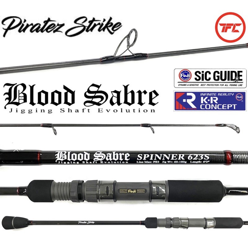 Piratez Strike Blood Sabre Spinner Spinning Jigging Rod Saltwater ...