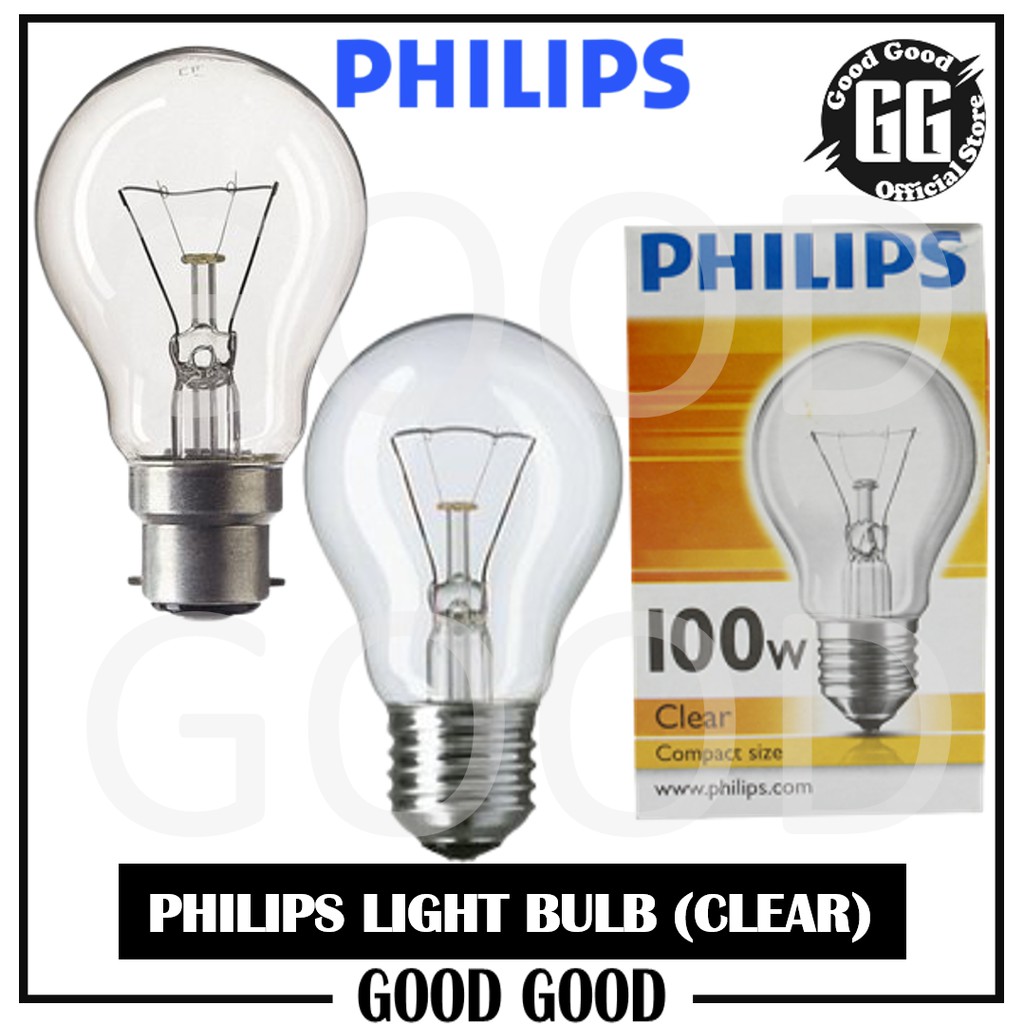Philips Clear Light Bulbs 15w 60w 100w b22 E27 Compact Size mentol 灯泡 ...