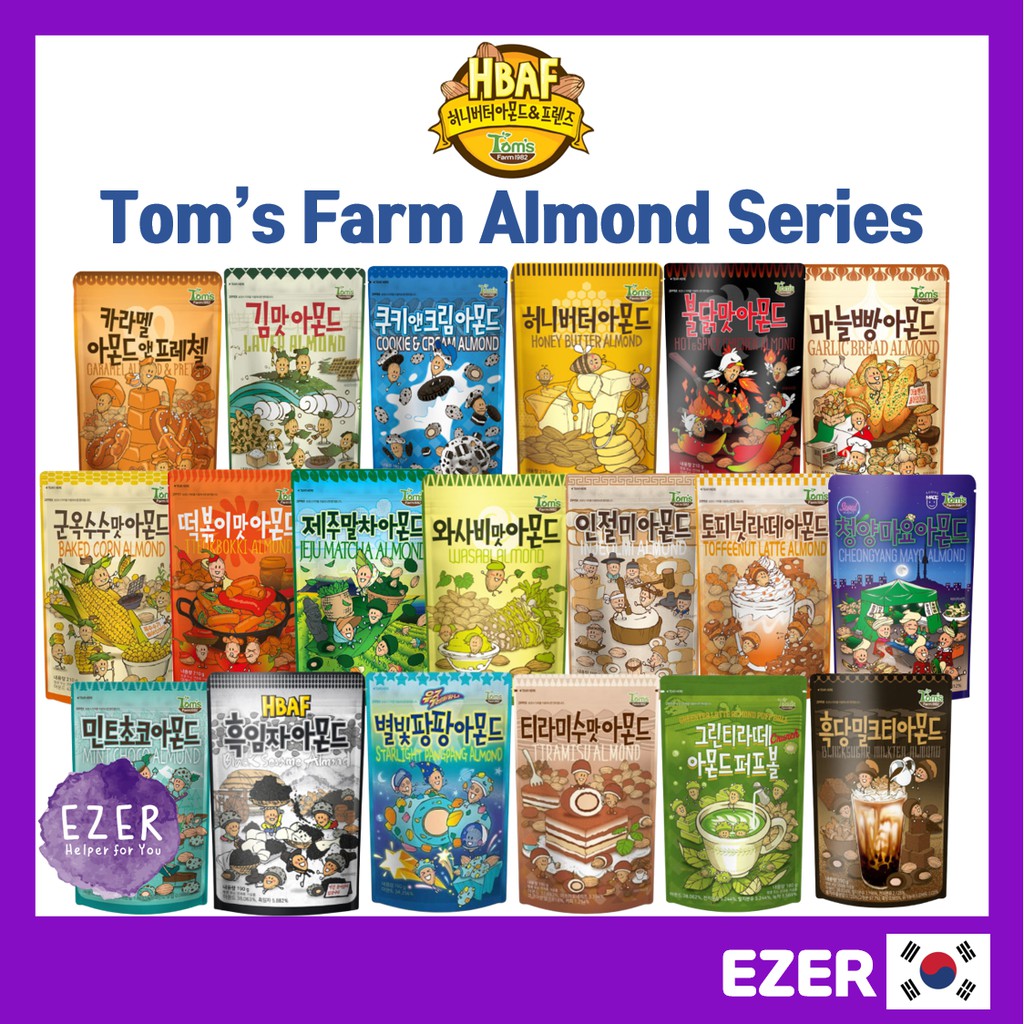 [HBAF] Gilim Tom's Farm Almond Snack Series(Honey Butter/Wasabi/Baked Corn/Tiramisu/Caramel ...