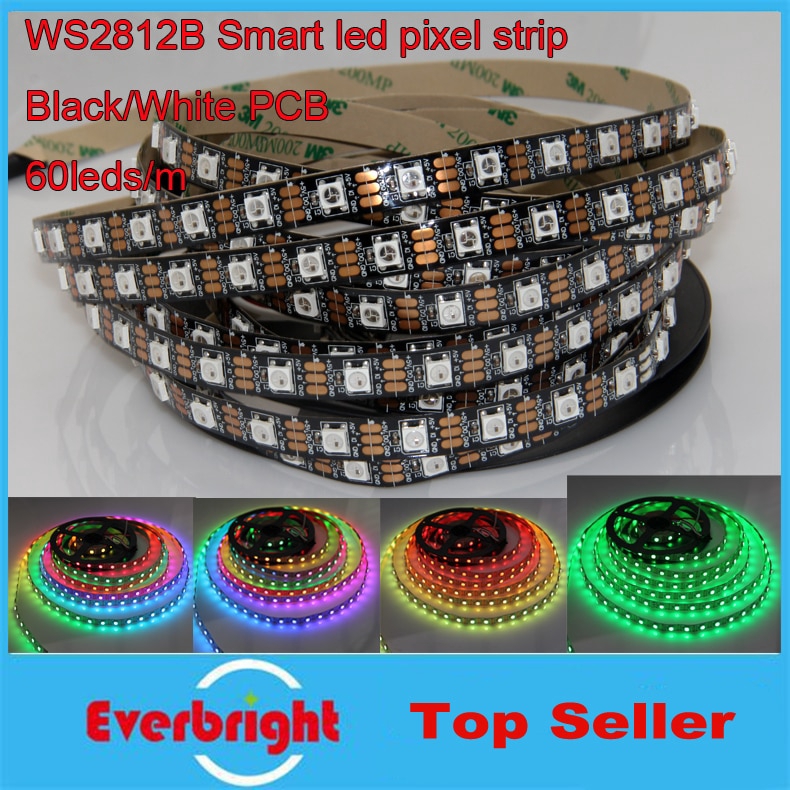 5M White/Black PCB 60Pixel/M WS2812B WS2812 WS2812 IC RGB LED Pixel ...