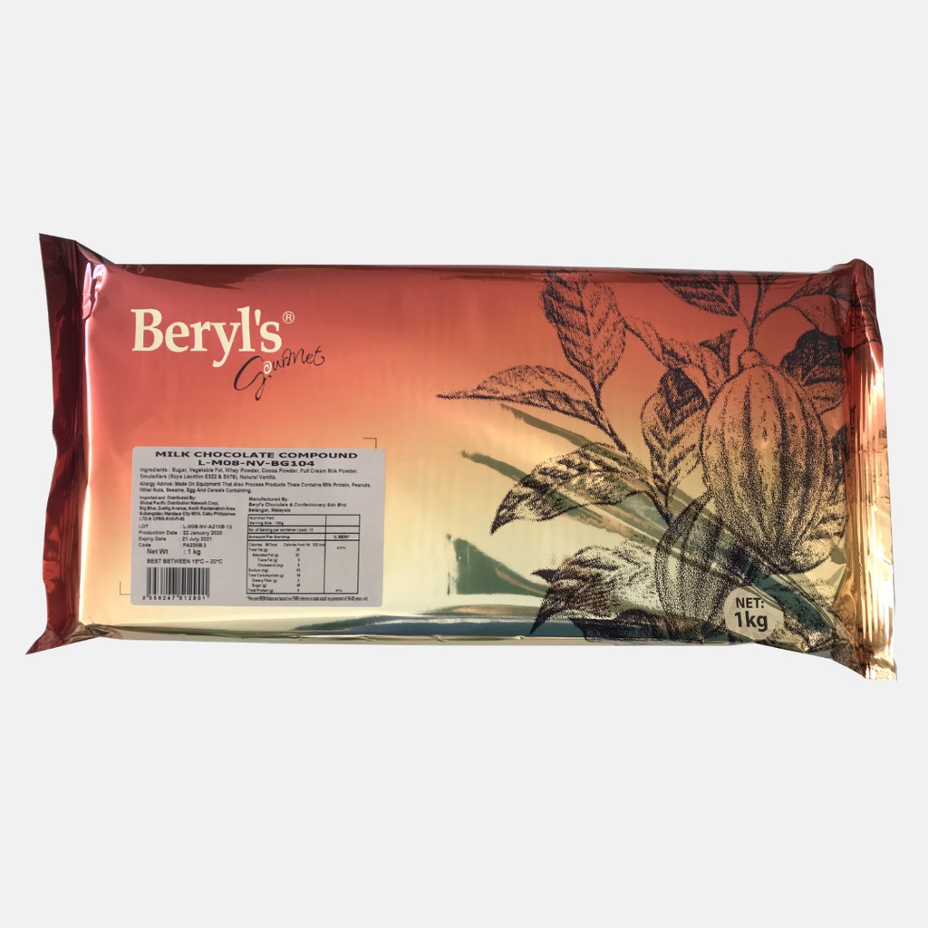 Beryl's Chocolate Compound Block 1KG (White, Milk, Dark) | Shopee Malaysia