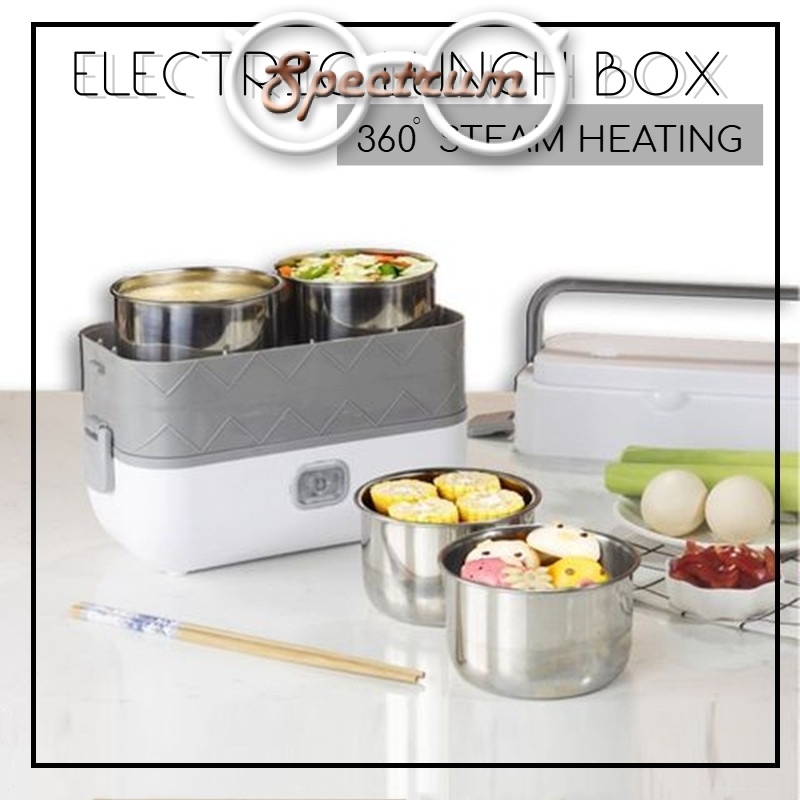 Portable Electric Lunch Box Heating Container Double Layer Stainless ...