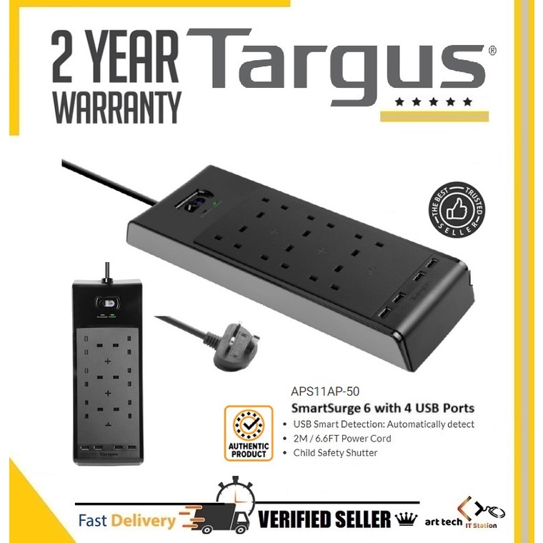 Fast Shipping > TARGUS Malaysia Smart Surge 6 Plugs - APS11AP-50 ...