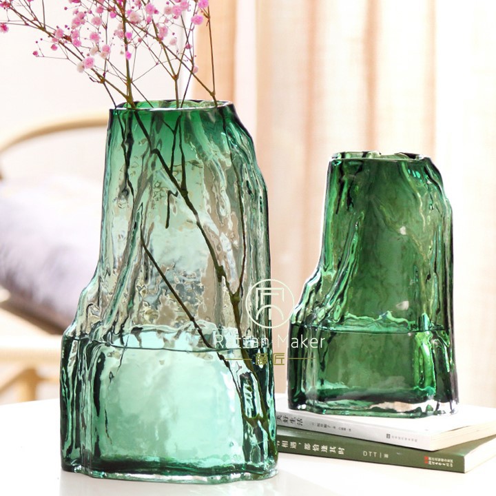 Glass Vase Countertop Modern Irregular Texture Minimalist Pasu Kaca ...
