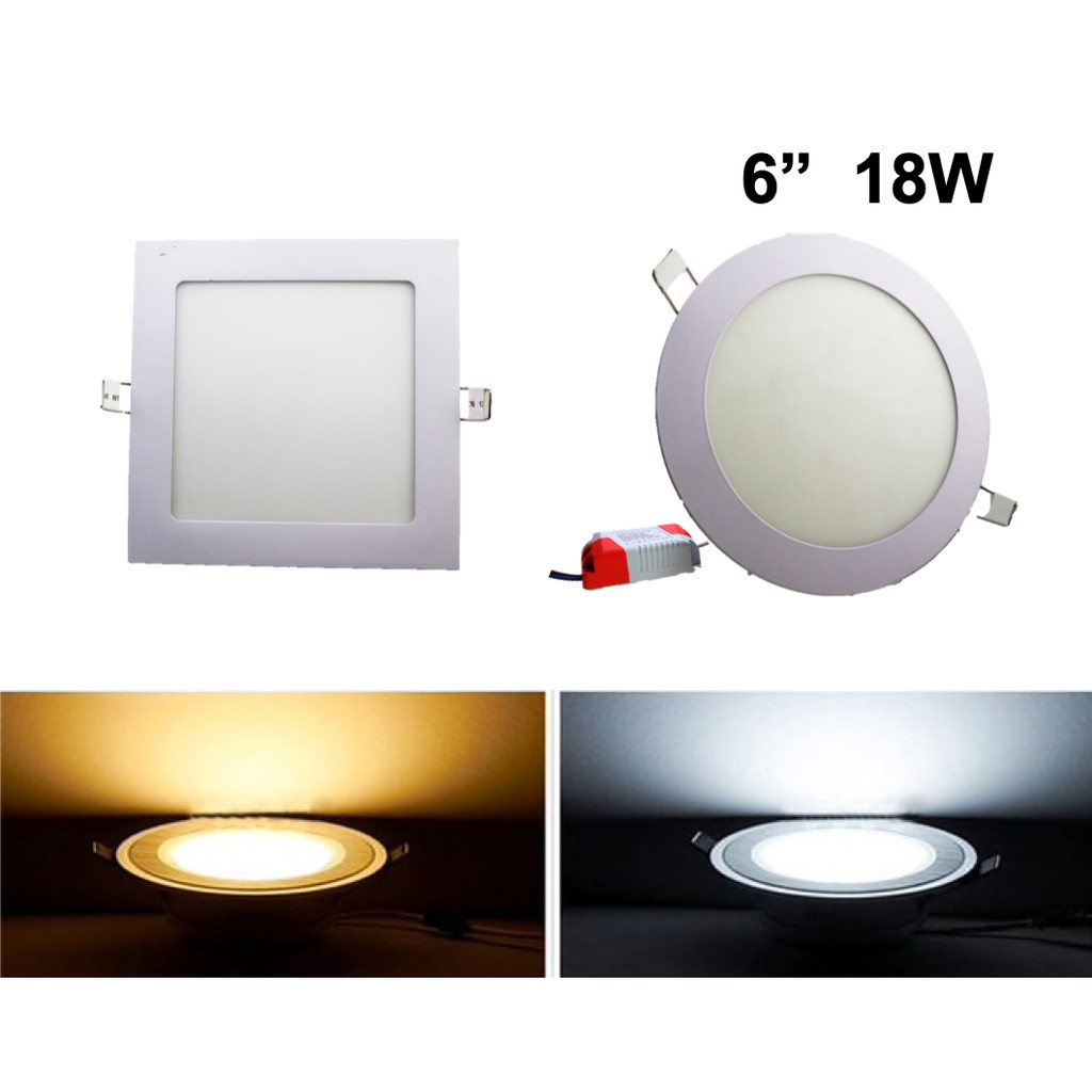 6" Inch LED 18W Slim Panel Downlight (Round / Square) (Daylight ...
