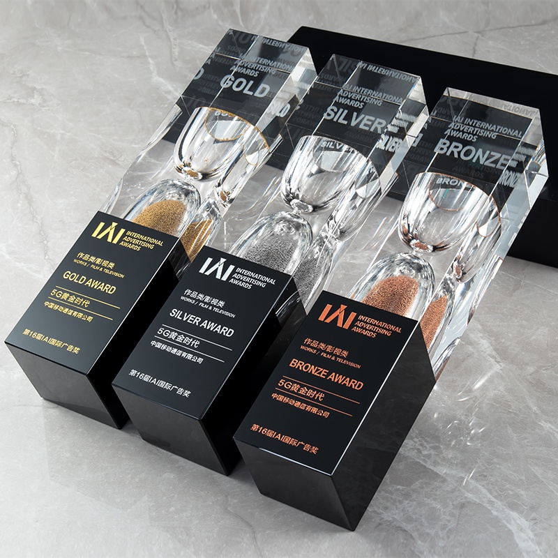 XH Creative Hourglass Crystal Trophy Customized High-End Glass Plaque ...