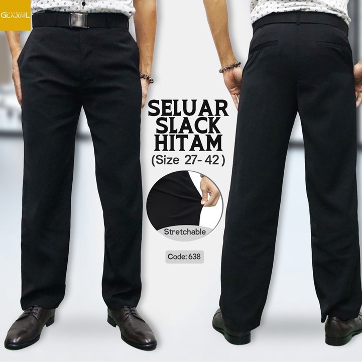 SELUAR SLACK HITAM LELAKI 638 SIZE 27-42 | Shopee Malaysia