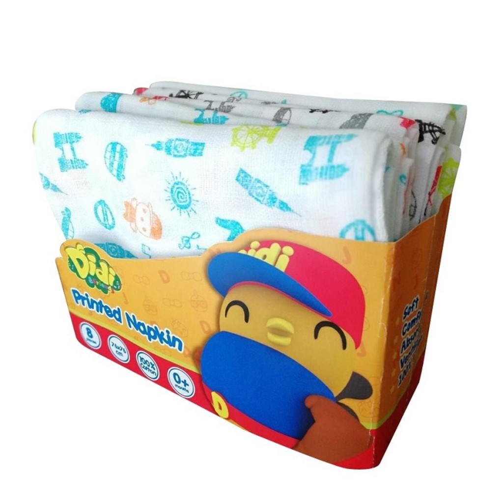 Didi & Friends Printed Baby Napkin / Diapers / Lampin (8 Pcs) | Shopee ...