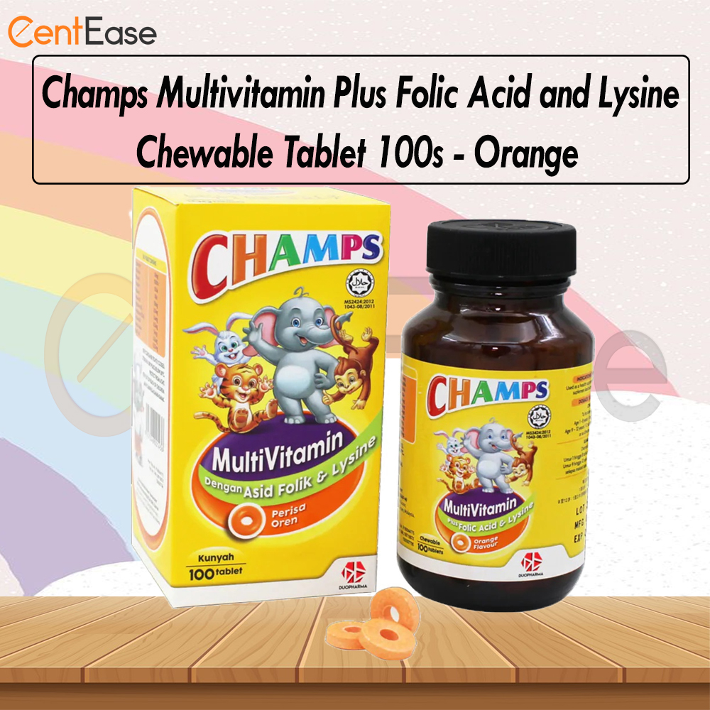 Champs Multivitamin Plus Folic Acid and Lysine Chewable Tablet 100s ...