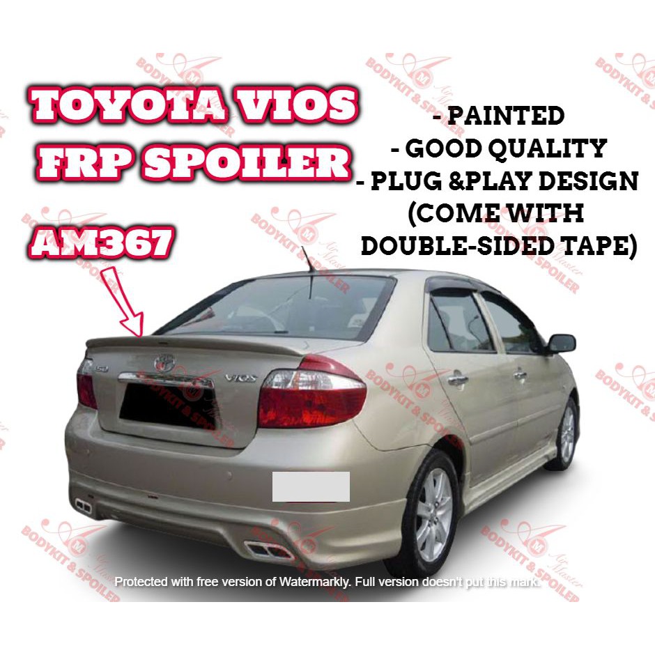 TOYOTA VIOS 2004-2006 FRP REAR SPOILER AM367 WITH METALLIC COLOUR ...