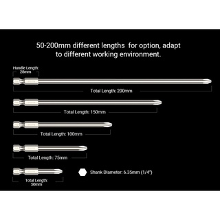 S2 Steel Phillips Screwdriver Bit Magnetic Cross Head PH0 PH1 PH2, 1/4 ...