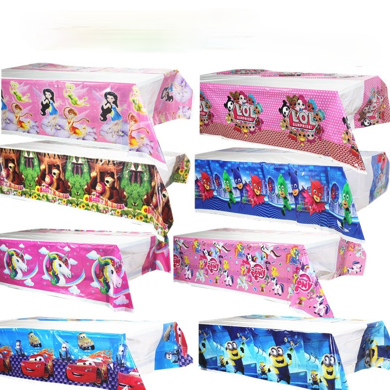 Birthday Party Cartoons Table Cover Decoration Kids Tablecloth ...